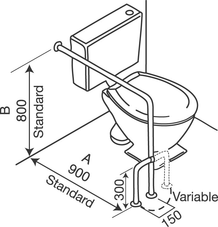 Type 112 - 32mm WC Stainless Steel Grab Rail with Rotating Adjustable ...