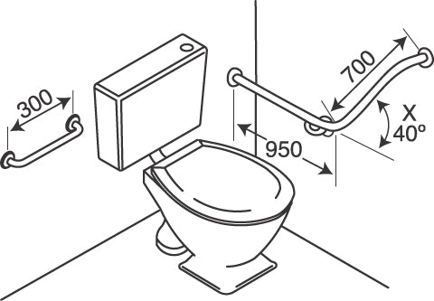 Type 134 - 32mm 40 Deg Combination WC Back Wall Fix Stainless Steel Gr ...